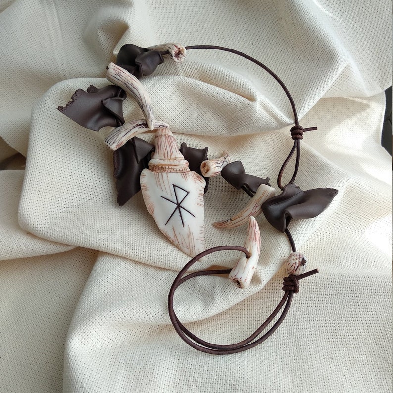 Protection Runes Necklace Dragon Tooth Jewelry - Etsy