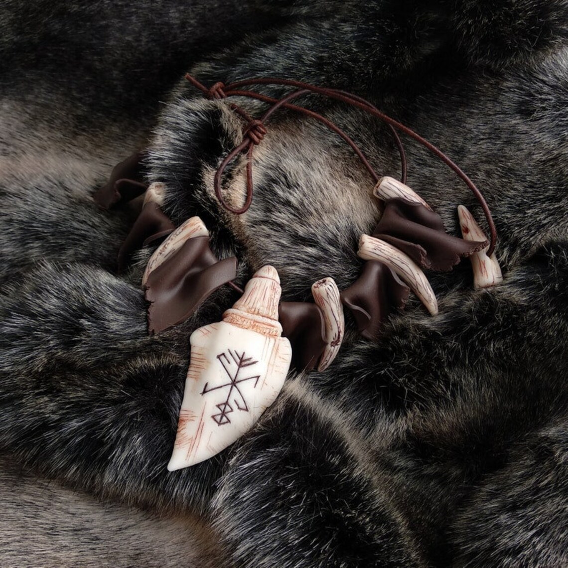 Protection Runes Necklace Dragon Tooth Jewelry - Etsy