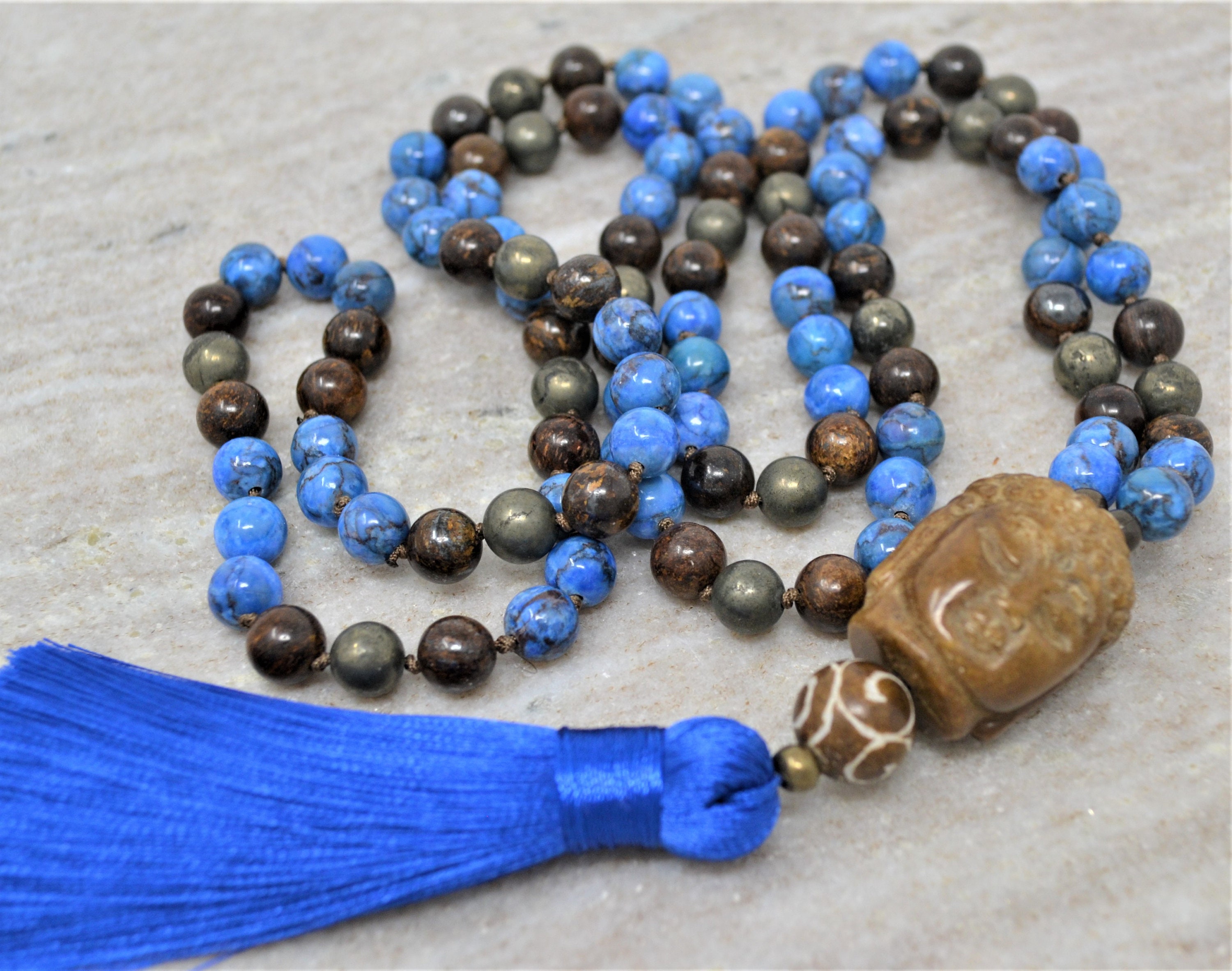 ATTUNE YOURSELF Blue Howlite Pyrite Jasper 108 Beads Hand - Etsy