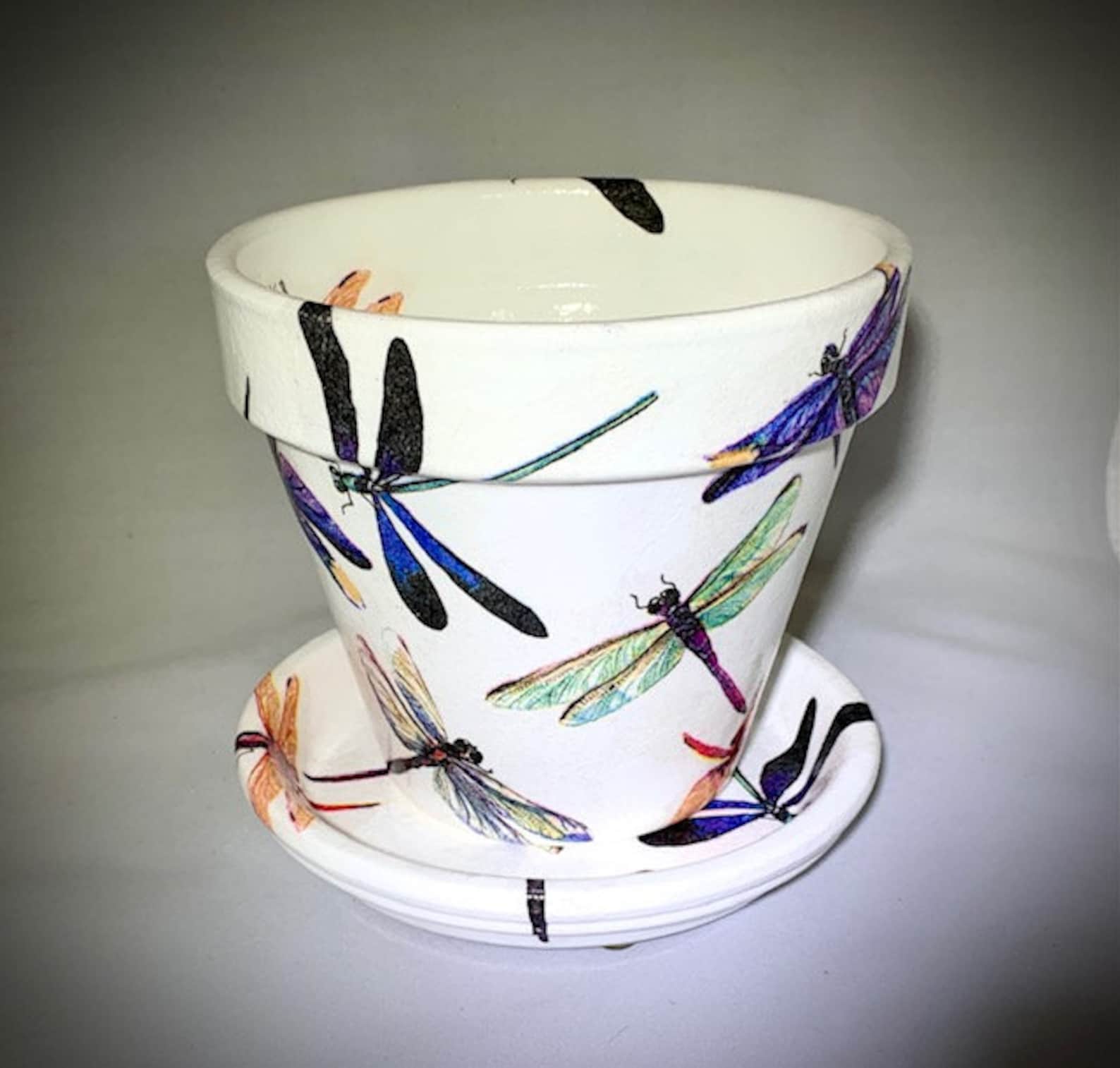Large 6 Dragonfly Flower Pot - Etsy