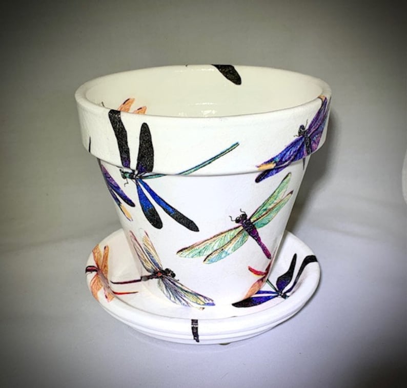 Large 6" Dragonfly Flower Pot - Etsy