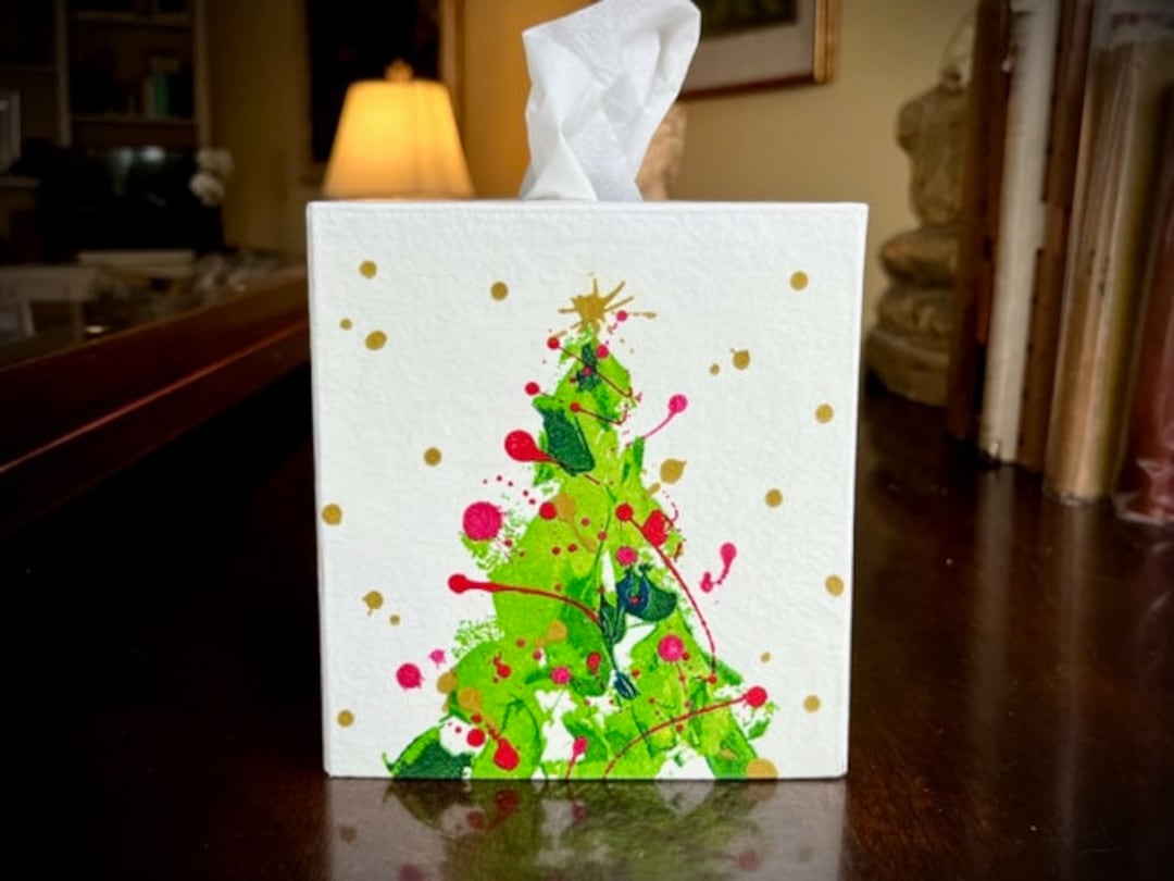 Contemporary Christmas Tree Tissue Box Cover, Holiday Décor, Christmas ...