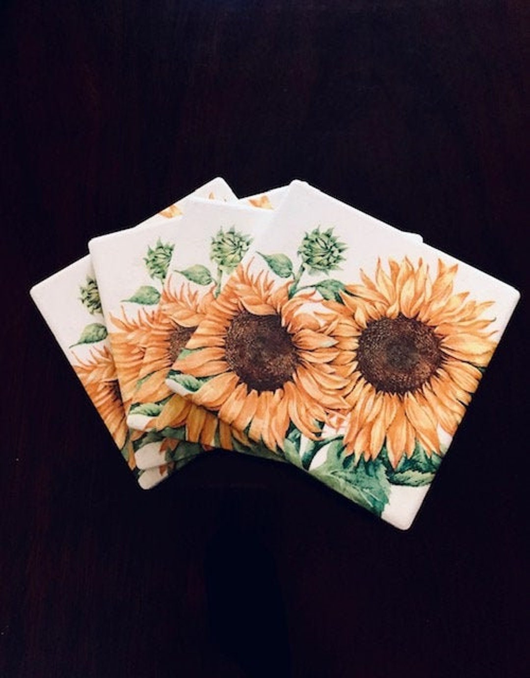 Sunflower Coaster Set - Etsy