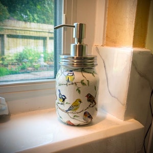 Colorful Bird Soap Dispenser, Spring Song Birds, Garden Birds, Shabby ...