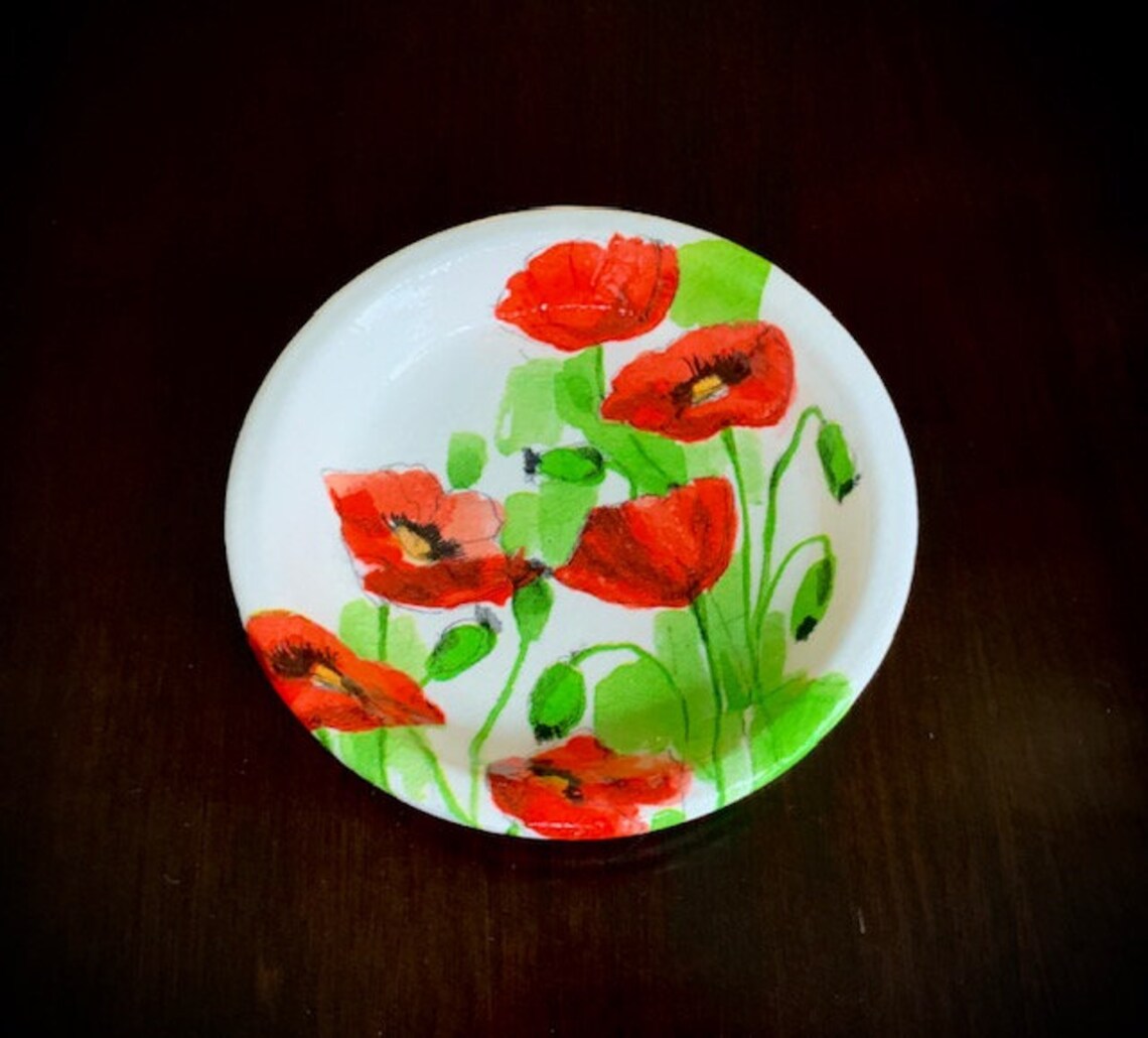 Hand Decorated Red Poppy Flower Pot | Etsy