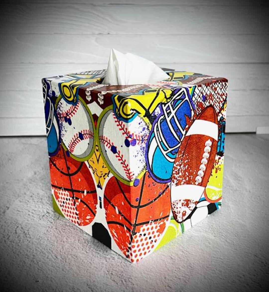Sports Tissue Box Cover: Football, Baseball, Basketball Decor - Etsy