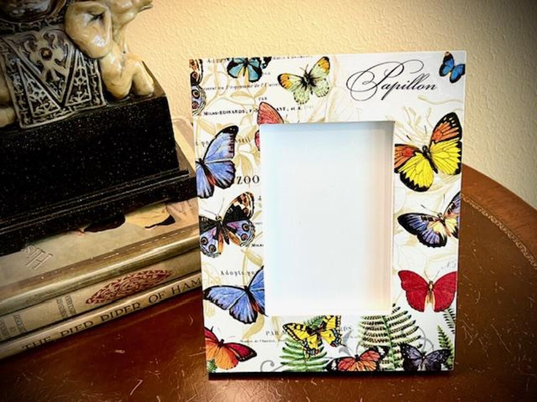 Decoupaged Butterfly Picture Frame: Floral Garden Decor (4x6) - Etsy