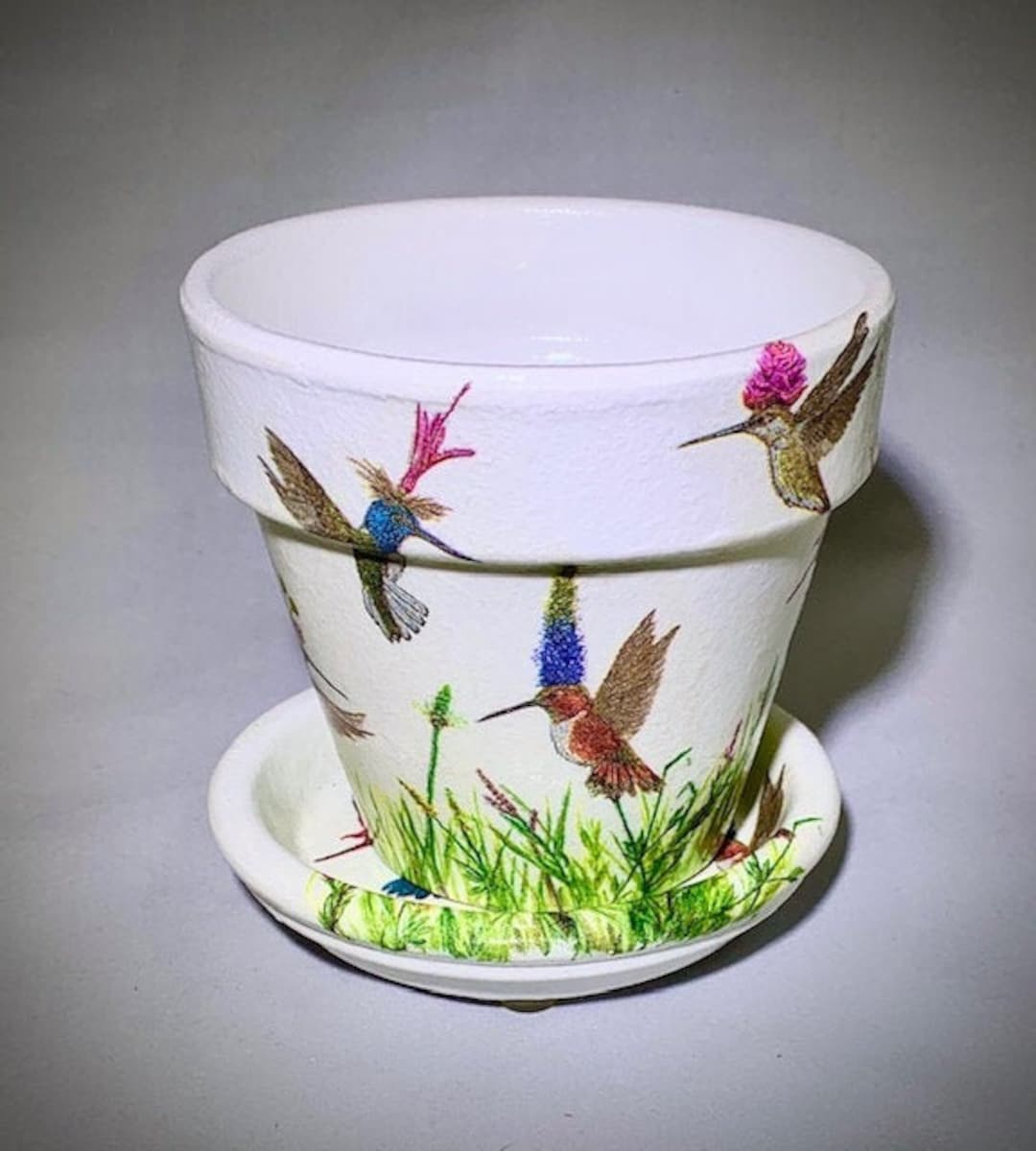 Charming Humming Bird Flower Pot and Saucer - Etsy