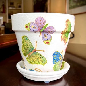 Elegant Designer Butterfly Flower Pot With Matching Saucer - Etsy