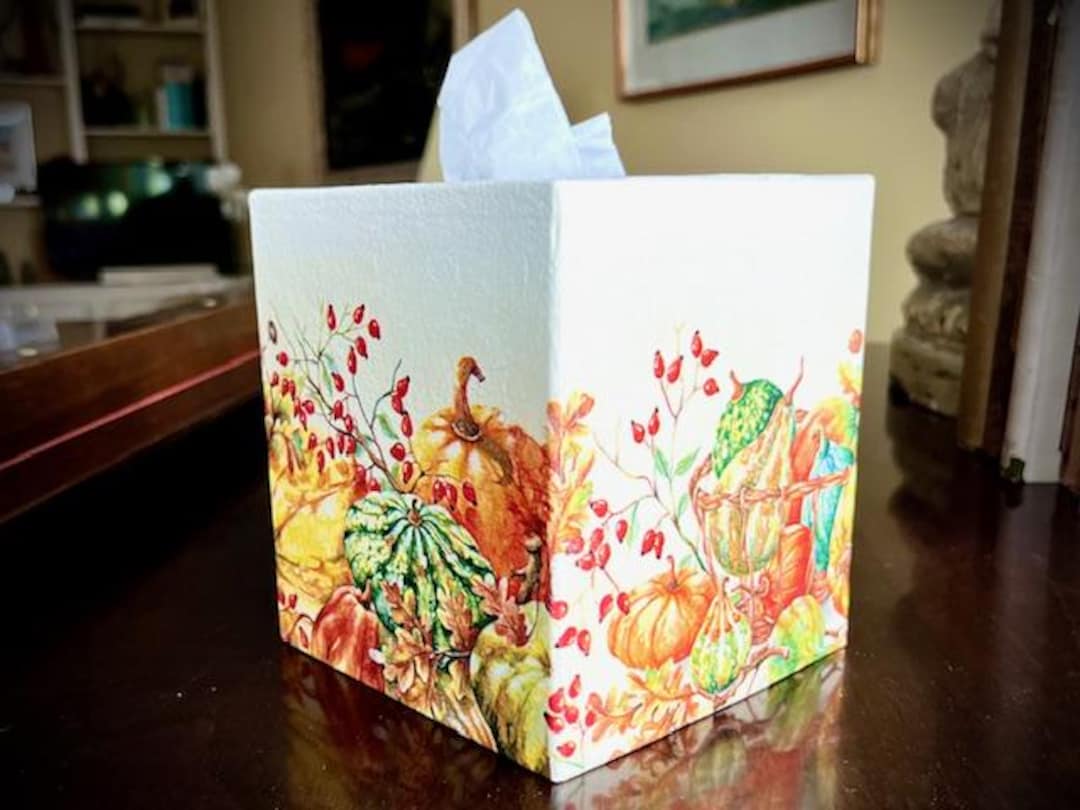 Seasonal Pumpkins Tissue Box Cover, Fall Décor, Farmhouse Look, Shabby ...