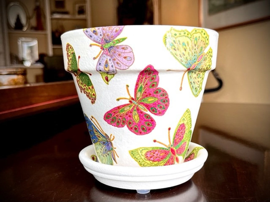Large 6" Designer Butterfly Flower Pot - Etsy