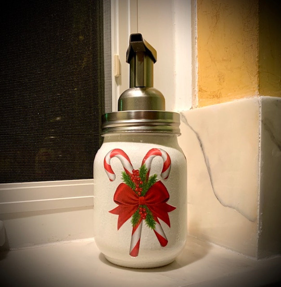 Candy Cane Soap Dispenser, Christmas Décor, Red and White, Stainless ...