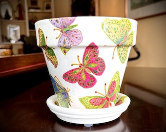 Decorated Butterfly Flower Pot, Decorated Butterfly Terra Cotta Pot and ...