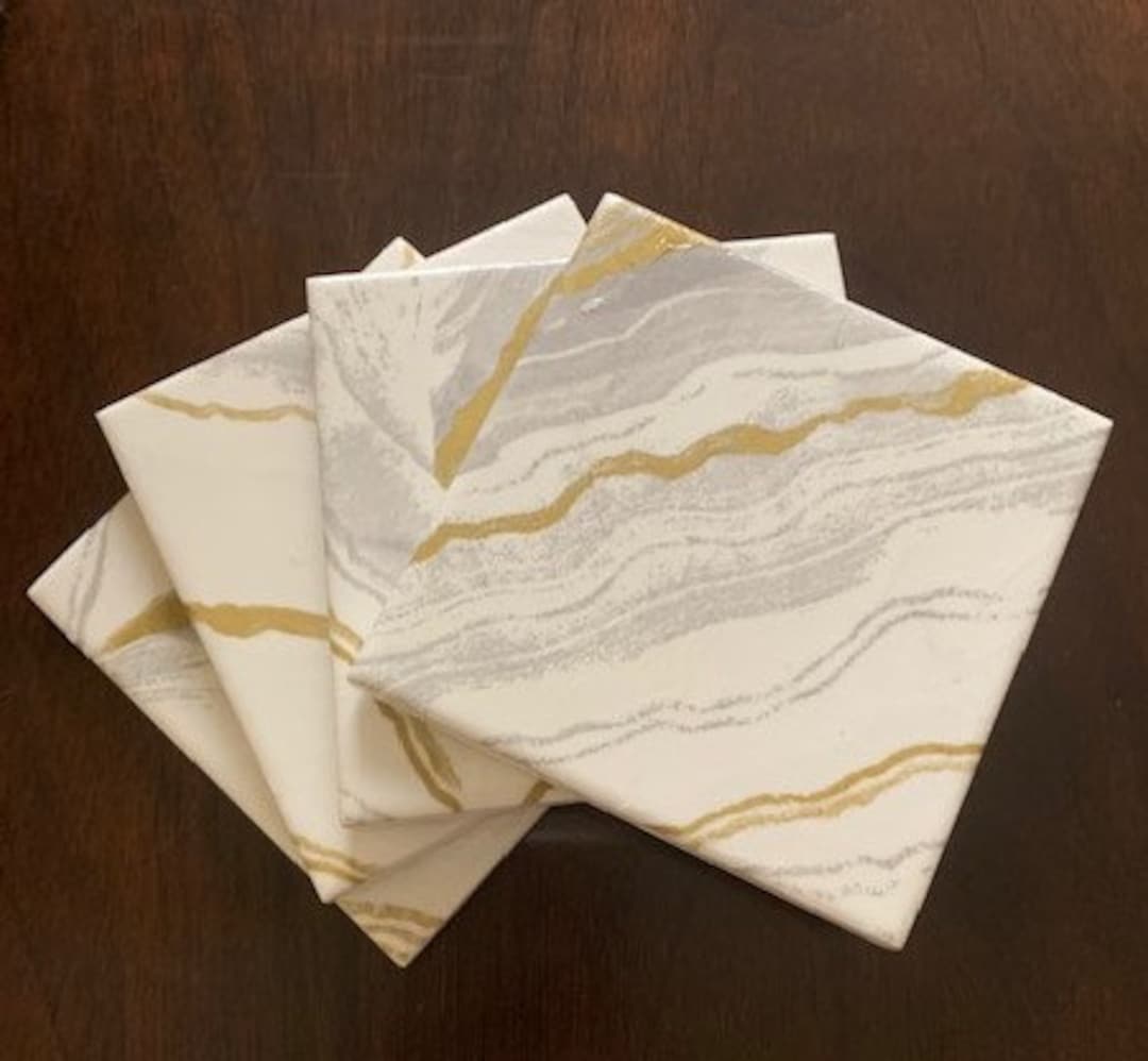Silver and Gold Coaster Set - Etsy