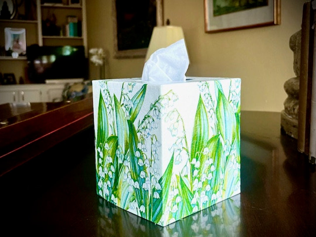 Lily of the Valley Tissue Box Cover: Green Floral Decoupage Décor - Etsy