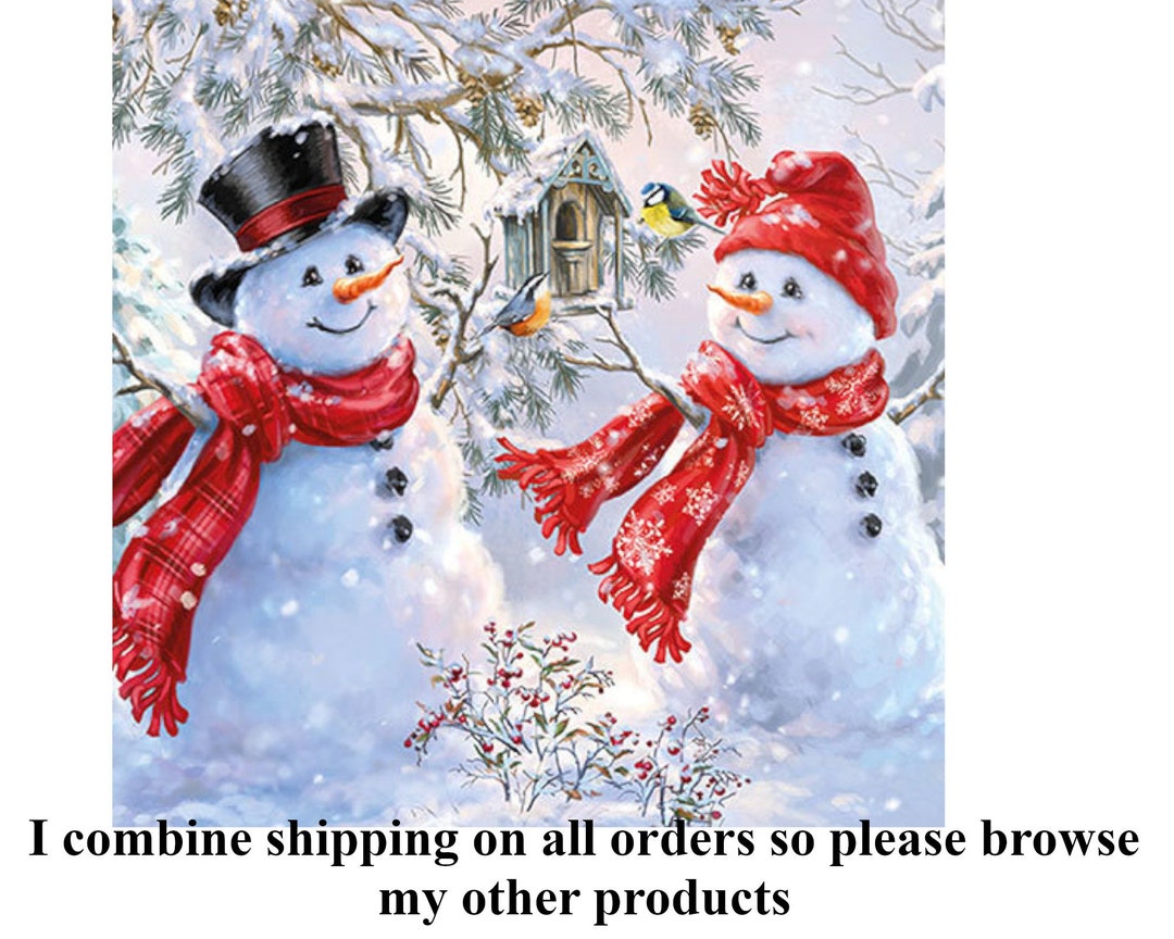 Lunch Napkins 6.5 Snowmen and Birds - Etsy