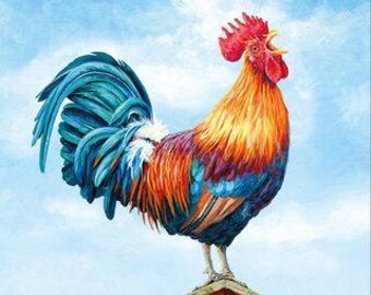Rooster Decoupage Paper | Etsy