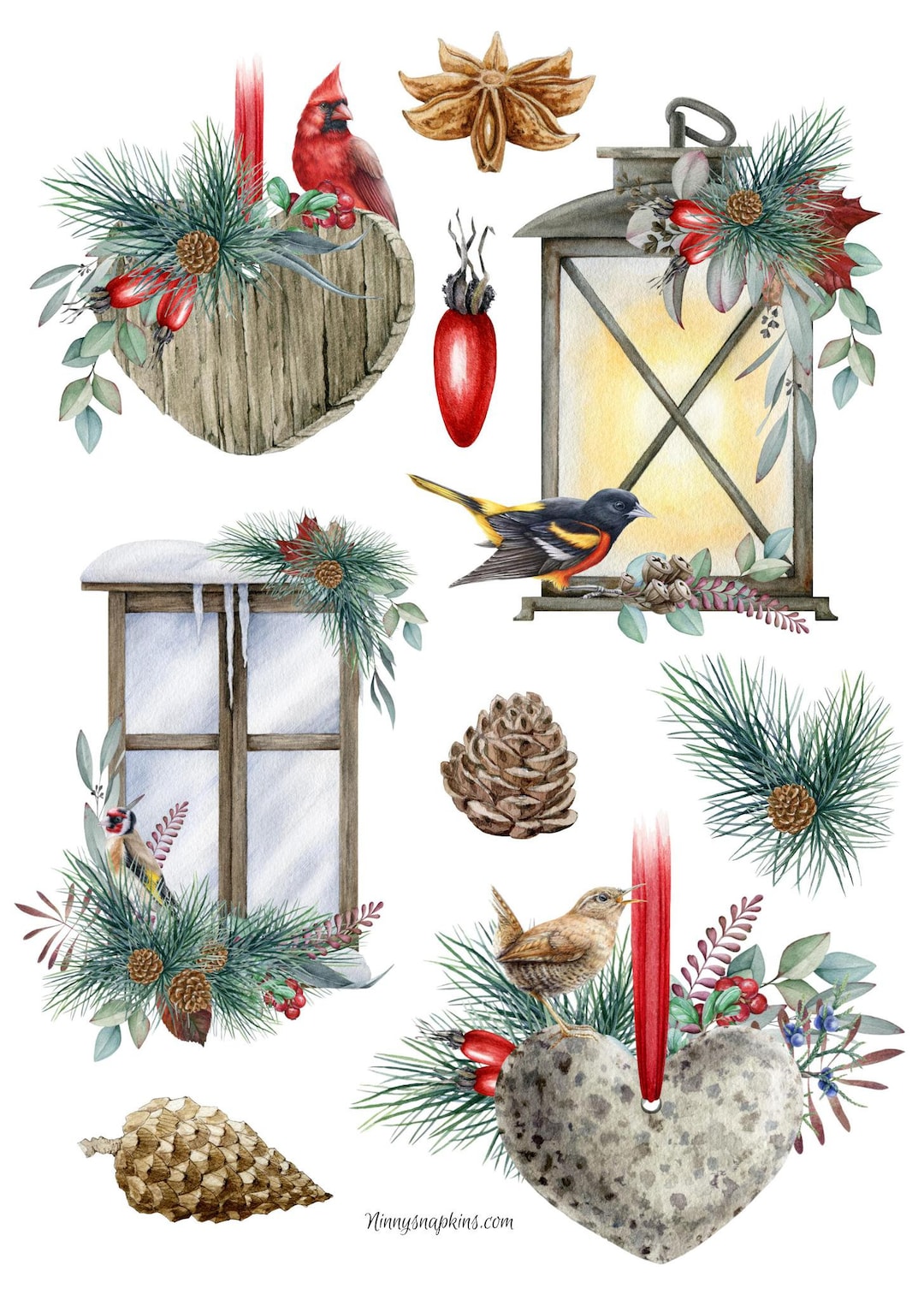 Ninny's Rice Paper A4 - Winter Birds - Etsy