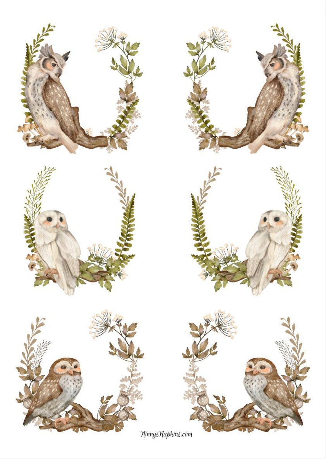 Ninny's Rice Paper A4 - Owl Wreath Rounds - Etsy