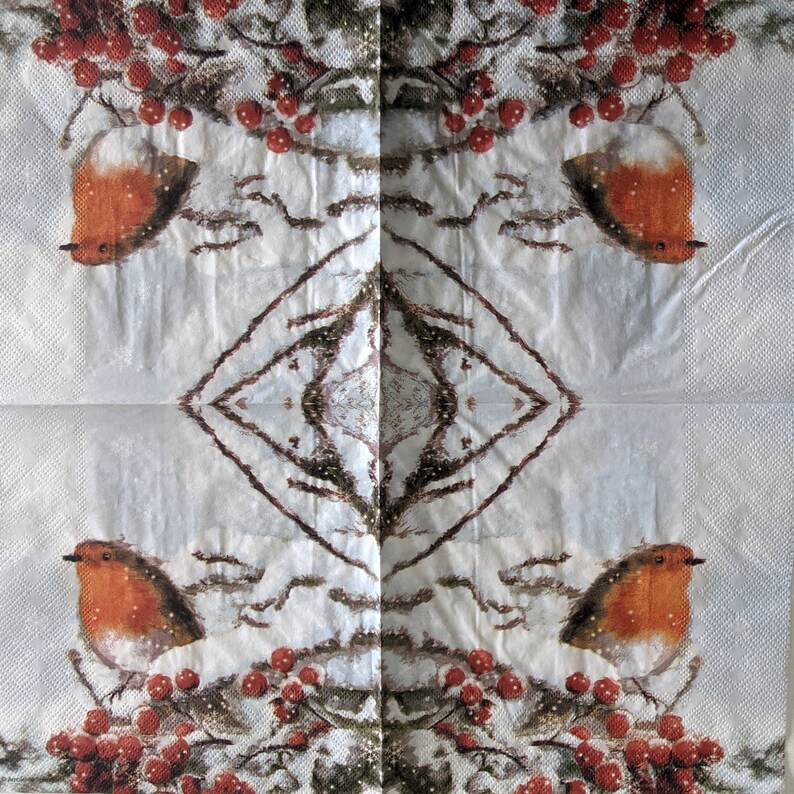 Decoupage Lunch Napkins 6.5" - Robin in Snow - Etsy