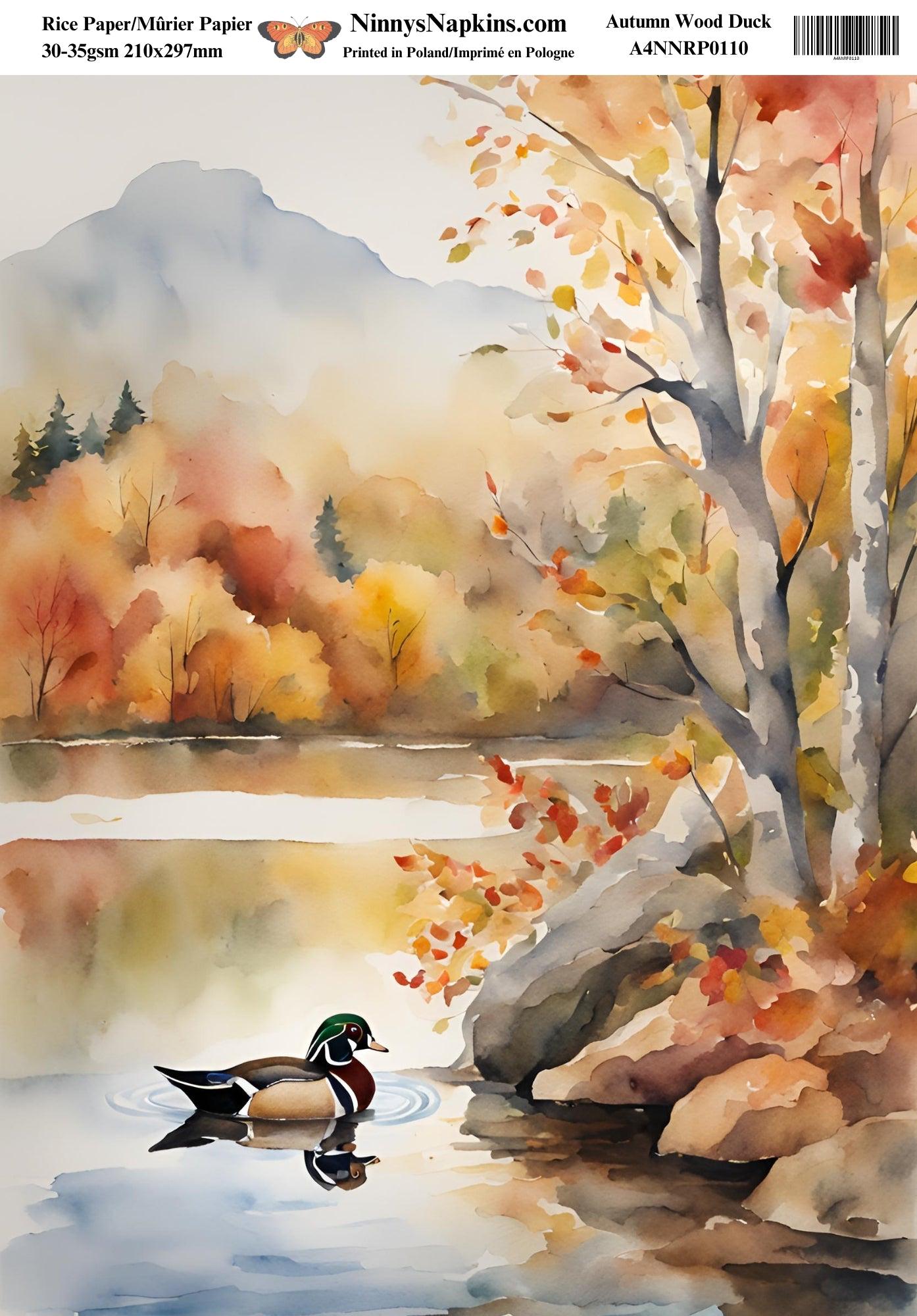Ninny's Decoupage Rice Paper - Autumn Wood Duck - Etsy