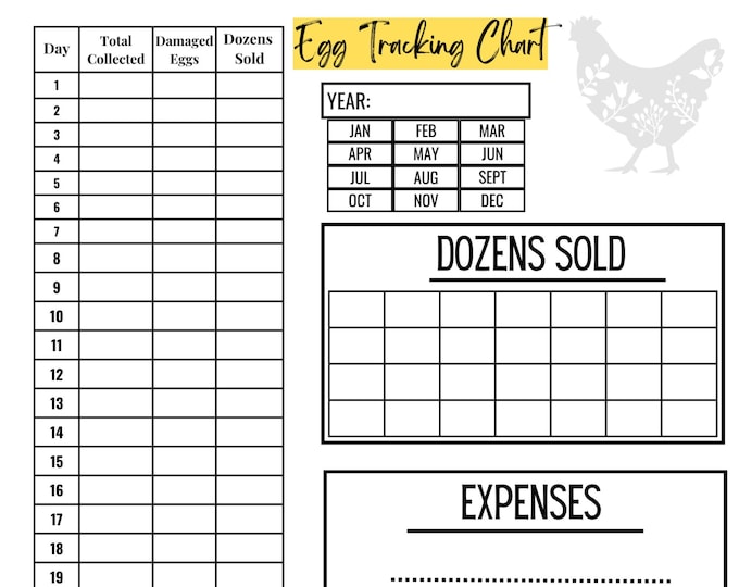 Egg Tracking Chart/ Egg Laying Printable Chart/ Egg Tracker/printable ...