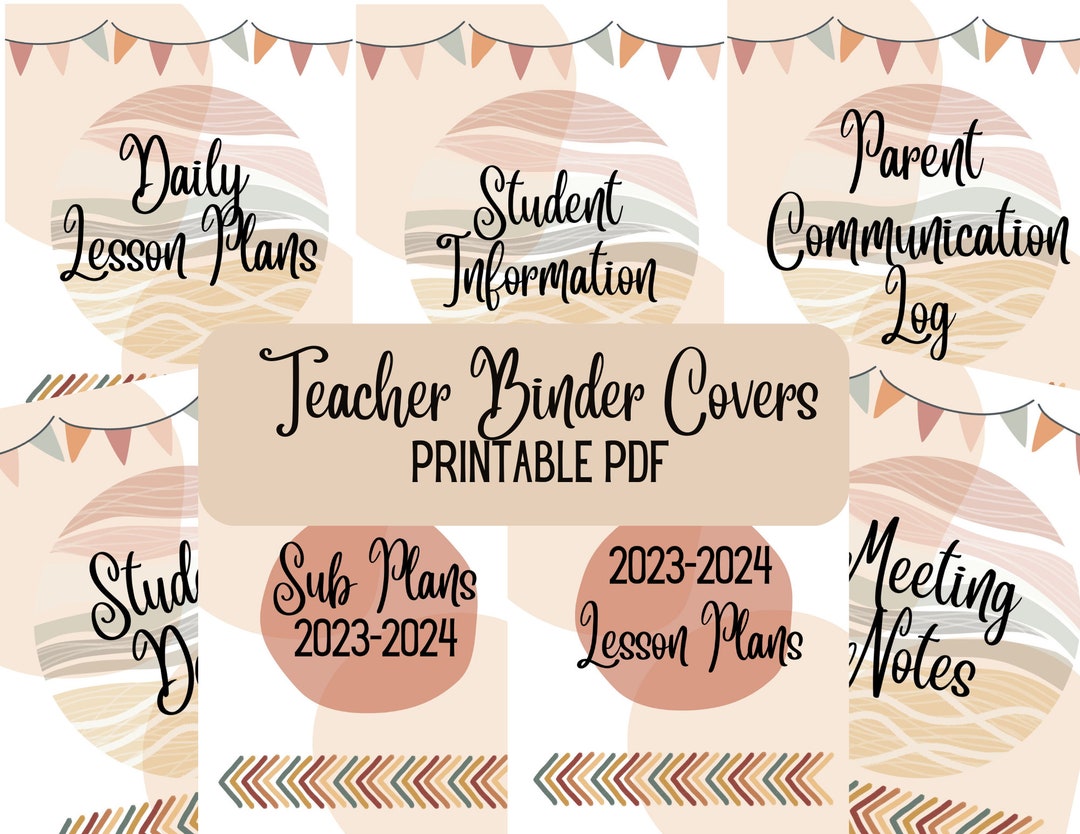 Teacher Binder Covers, Printable, Boho Theme - Etsy