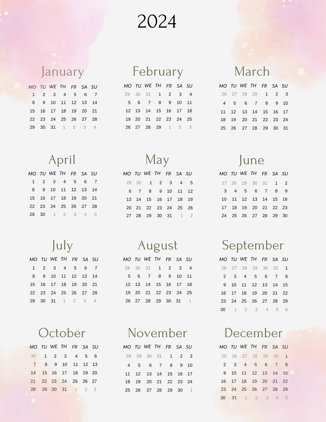 2024 Daily Planner/ Printable Planner/instant Download/meal Planner ...