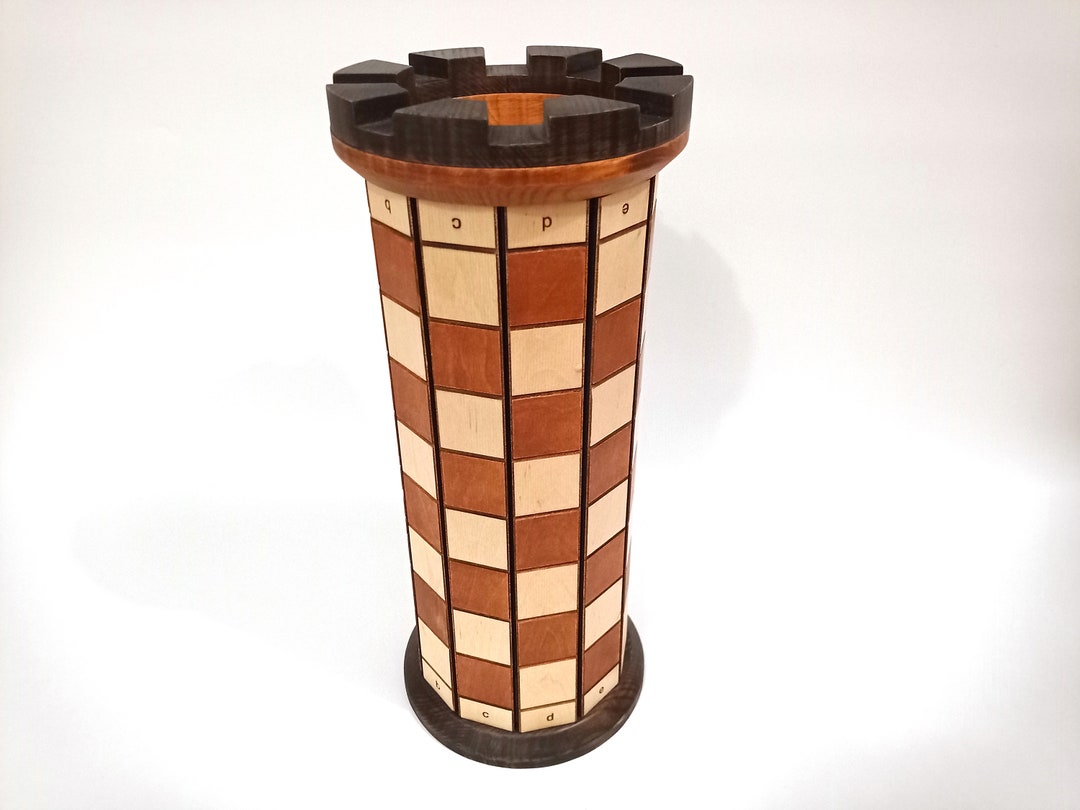 Handmade Wooden Chess Set in the Form of a Rook. Chess Tower. Playfield ...