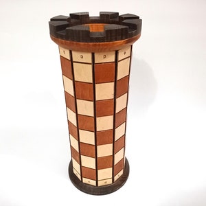 Handmade Wooden Chess Set in the Form of a Rook. Chess Tower. Playfield ...