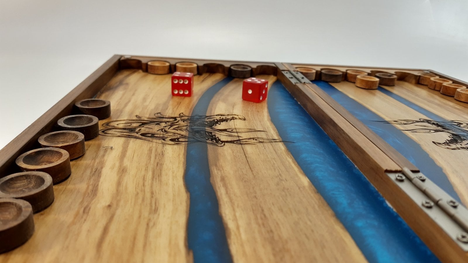 Handmade Backgammon set from walnut wood and epoxy resin. | Etsy