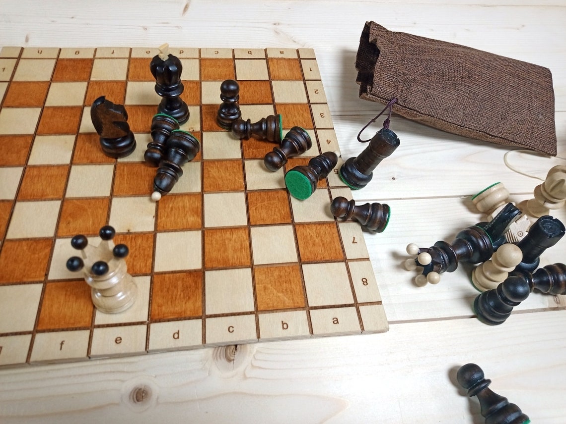 14'' Flexible Chess. Wooden Chess Set for Travel. Can | Etsy