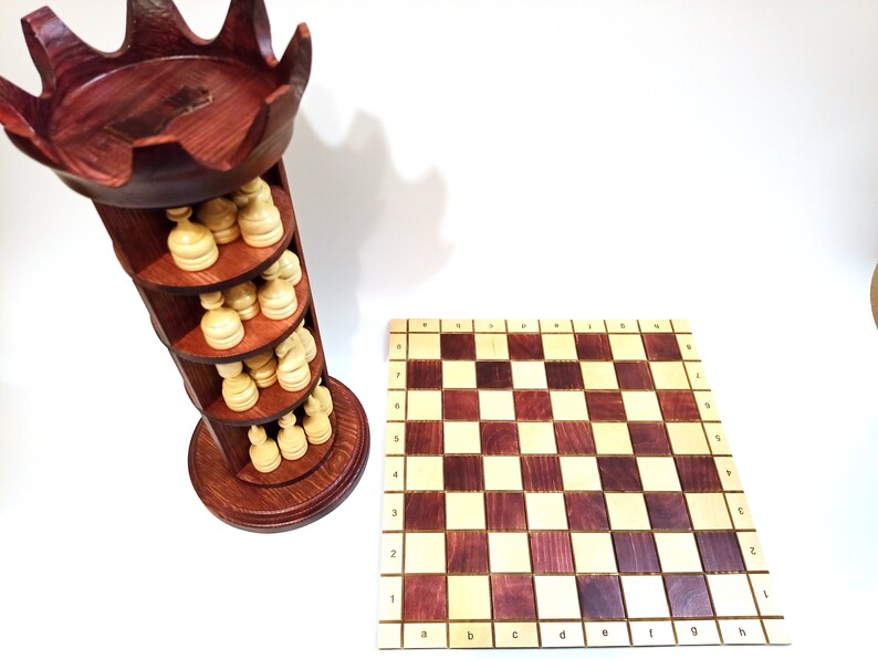Сhess Queen. Handmade Wooden Chess Tower. Playfield Size 41 X - Etsy