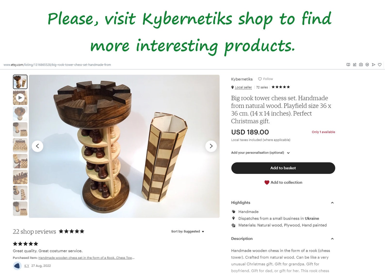 Handmade Wooden Chess Set in the Form of a Rook. Chess Tower. - Etsy