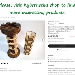 Handmade Wooden Chess Set in the Form of a Rook. Chess Tower. - Etsy