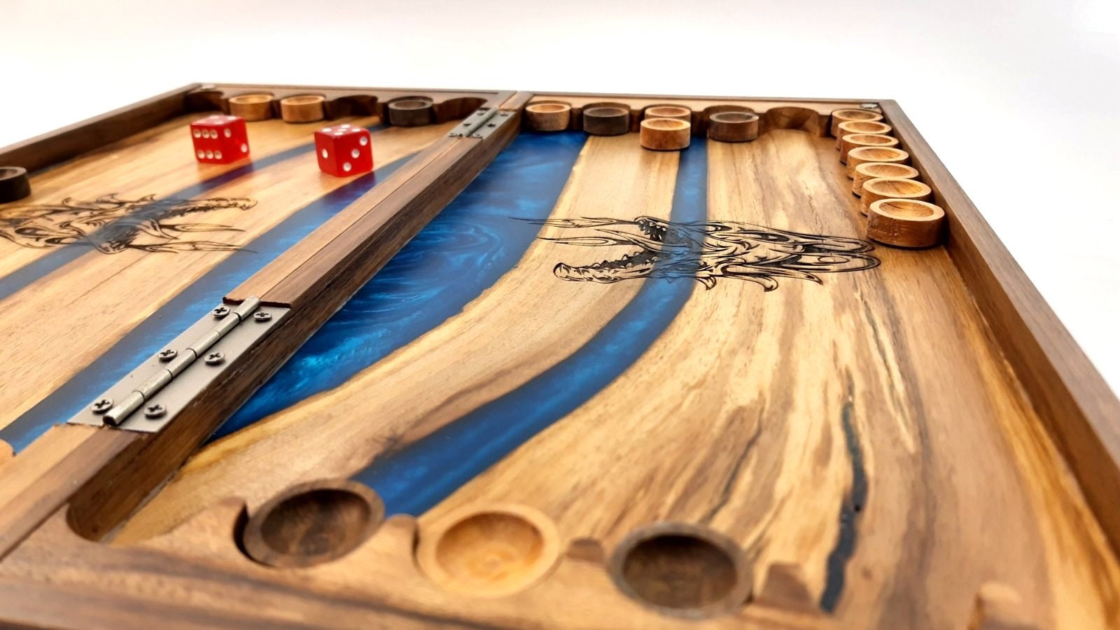 Handmade Backgammon set from walnut wood and epoxy resin. | Etsy