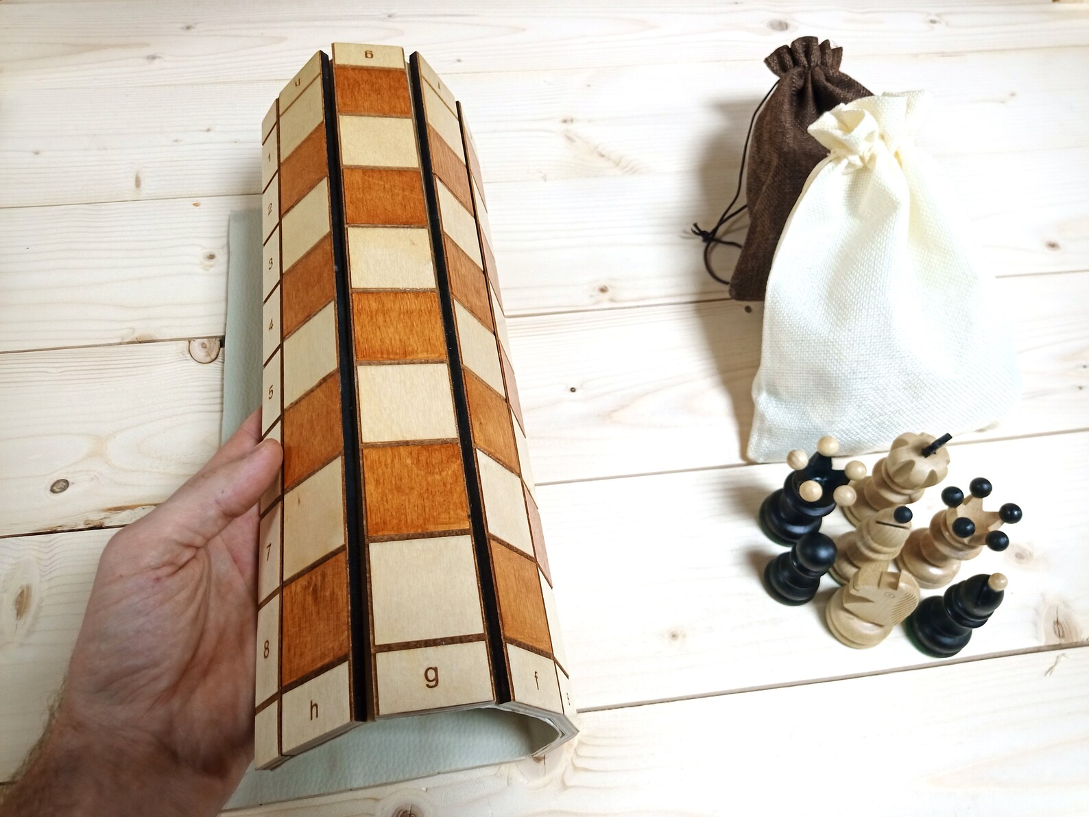 14'' Flexible Chess. Wooden Chess Set for Travel. Can Be a Nice Gift ...