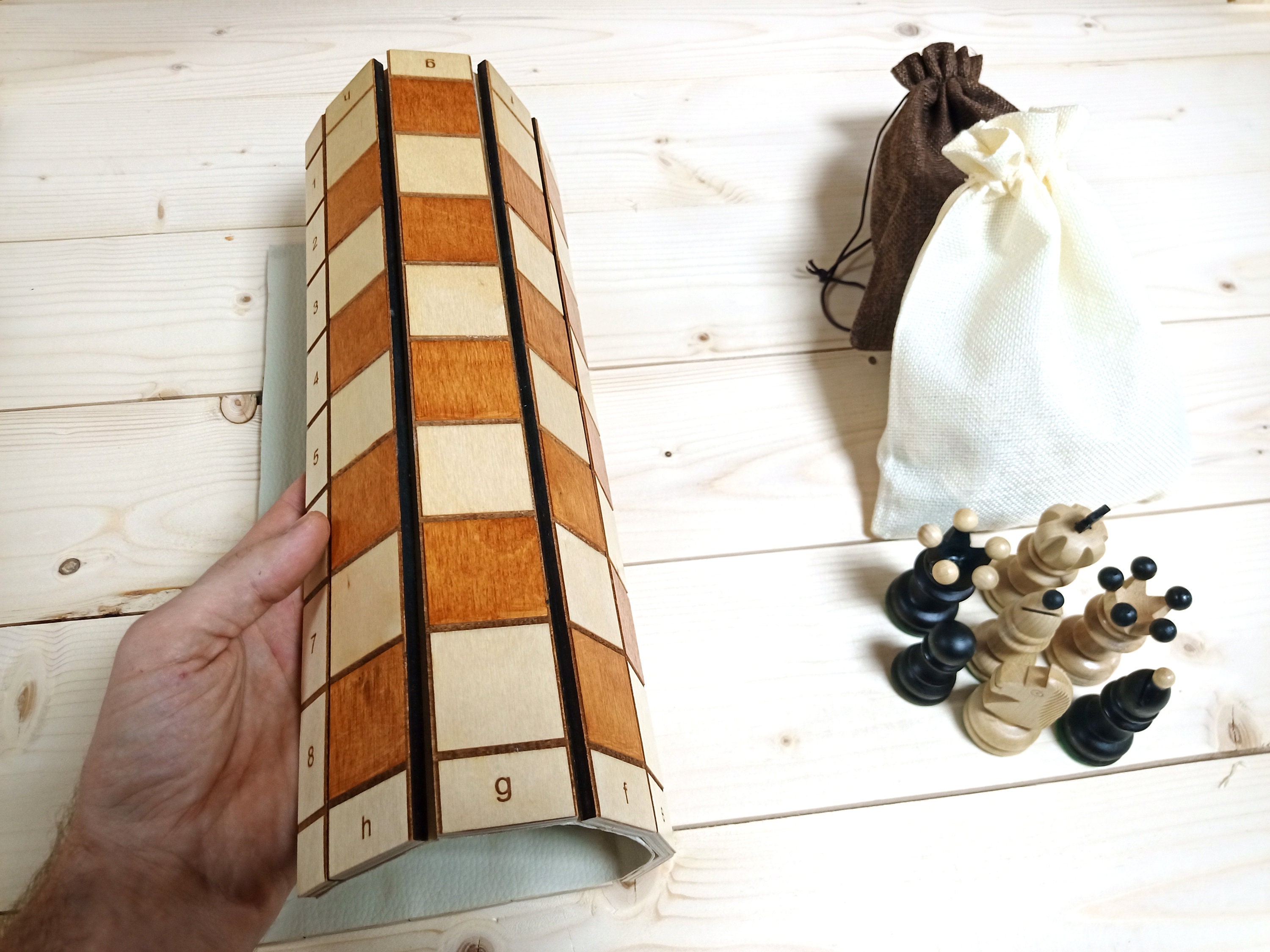 14'' Flexible Chess. Wooden Chess Set for Travel. Can Be a Nice Gift ...