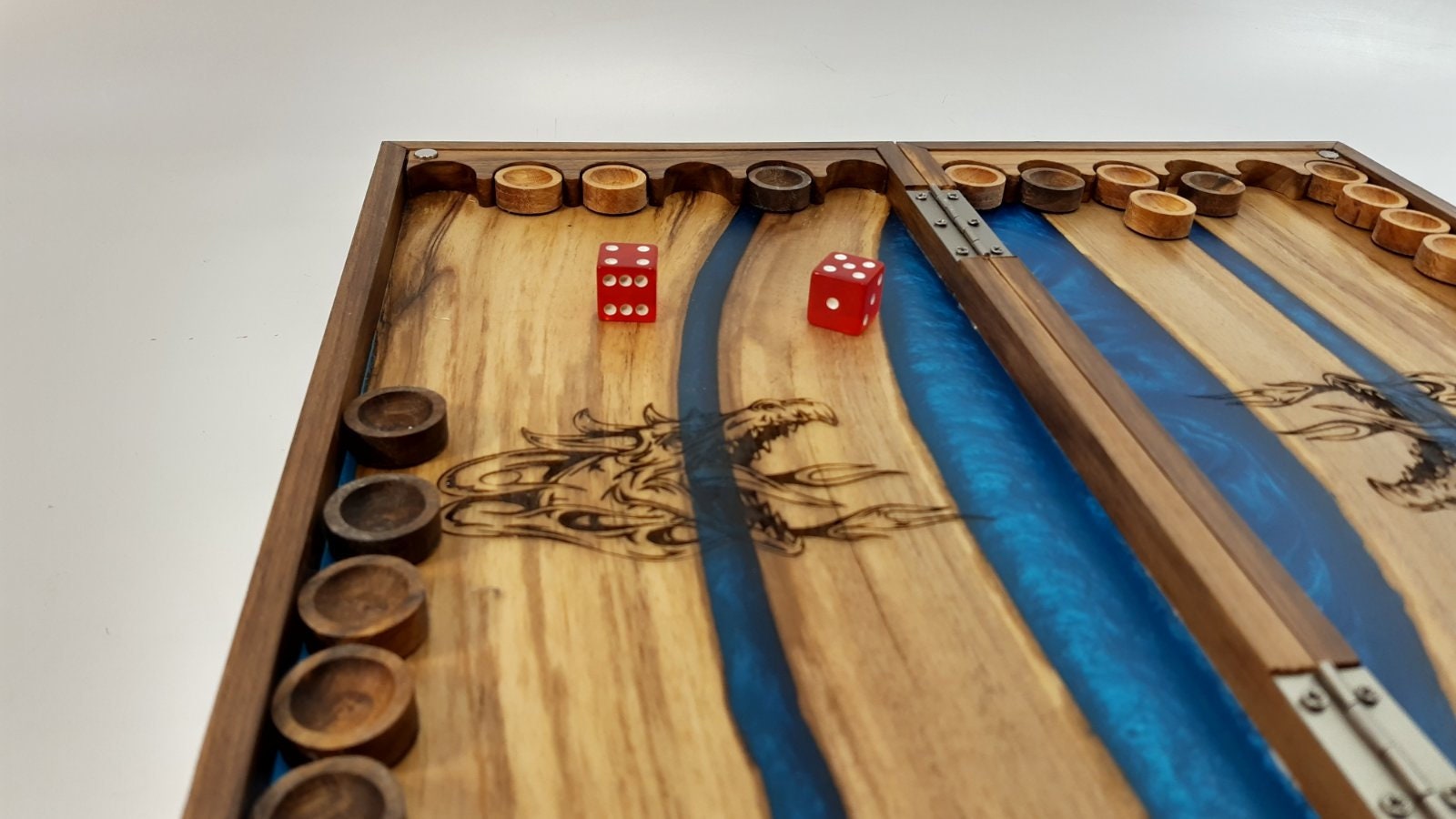 Handmade Backgammon set from walnut wood and epoxy resin. | Etsy