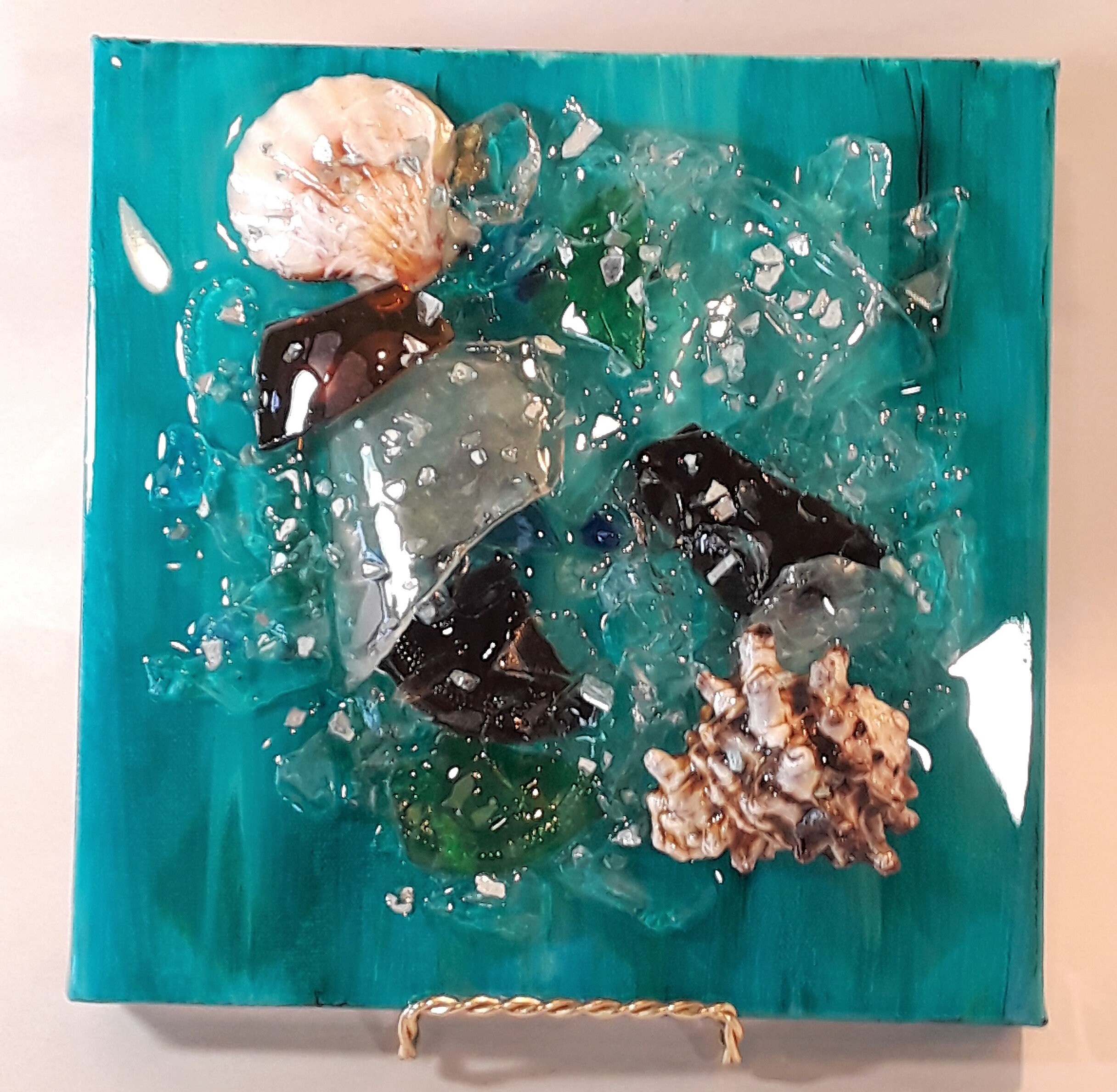 Sea Glass Collage on Canvas - Etsy