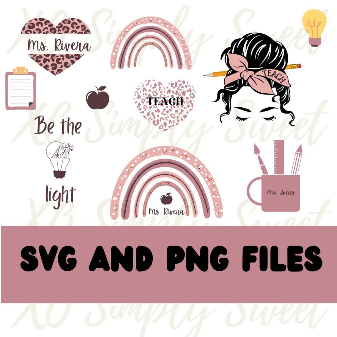 Teacher SVG and PNG Bundle - Etsy
