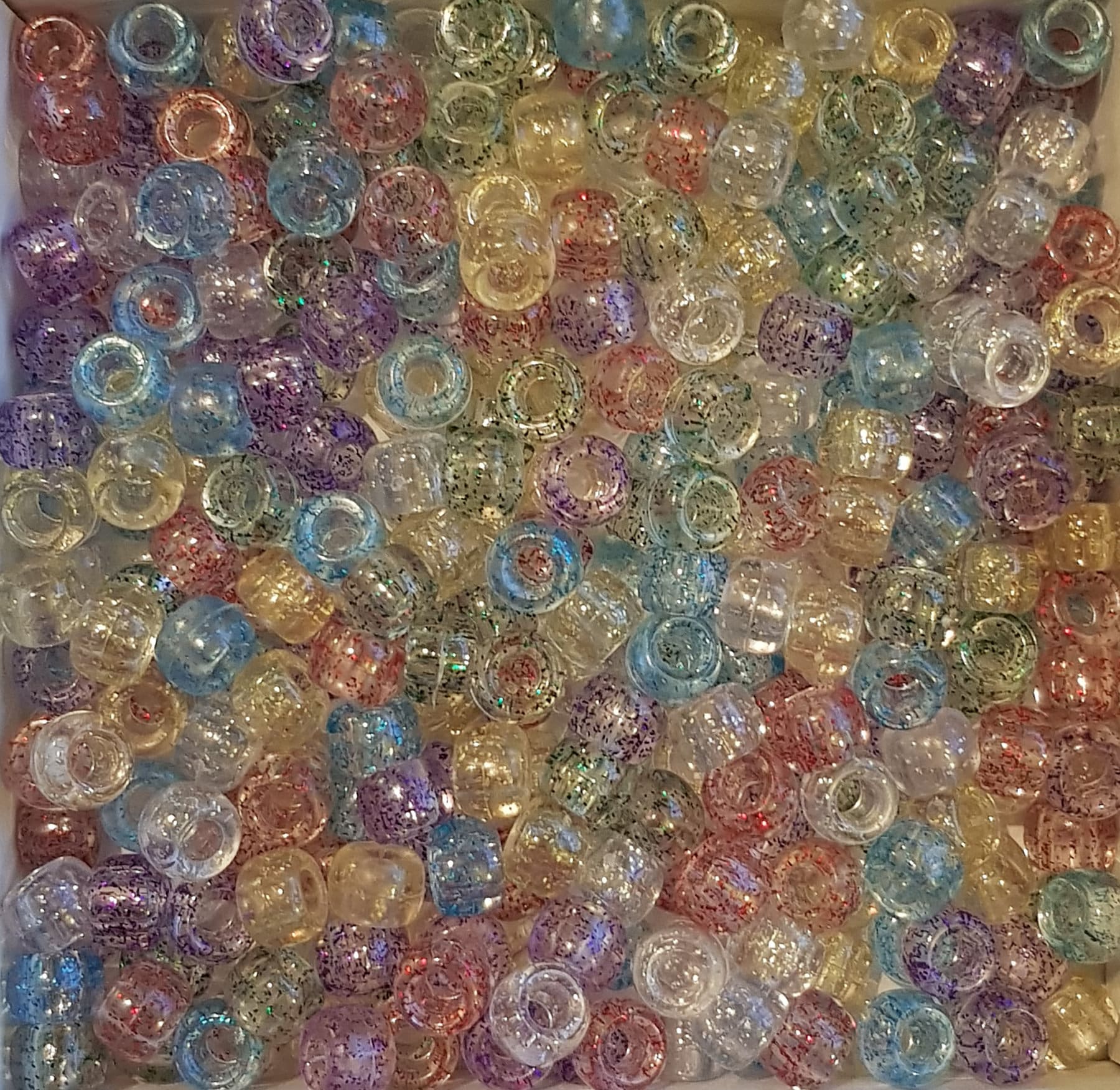 100 Rainbow Sparkle Pony Beads Mix 6mmx9mm Gold Silver Red | Etsy