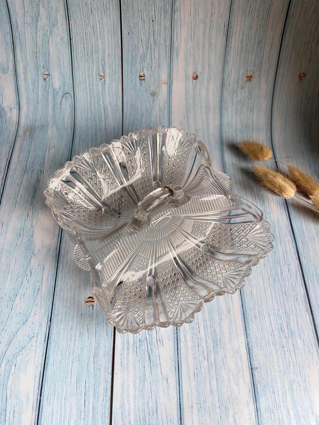Antique Victorian Davidson Glass Sweet Meat Dish, Two Sections With ...