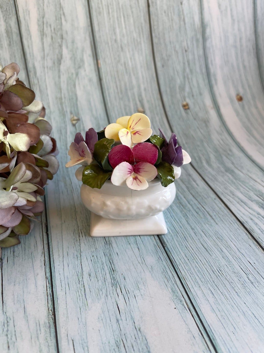Vintage Aynsley July Pansy Posy Pot / Hand Modelled / Hand Painted in ...