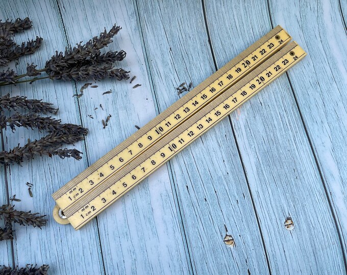 Vintage Plastic Ivory Extendable Folding Rule / Metric and Imperial ...