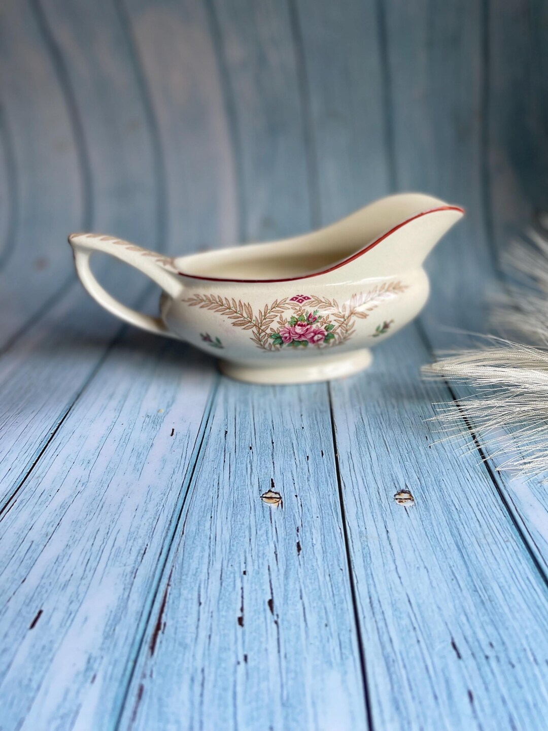 Vintage Royal Tudor Ware Gravy Boat: Barker Bros Rose Laurel, 1940s ...