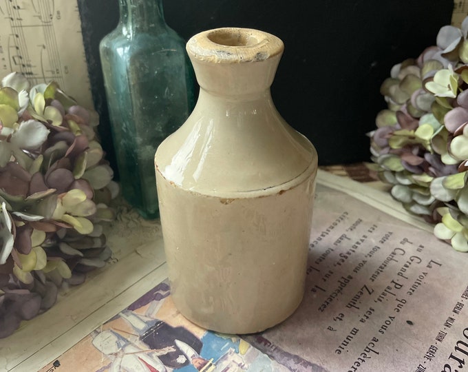 Victorian Antique Stoneware Ink Bottle / Single Use Stoneware / Bud ...