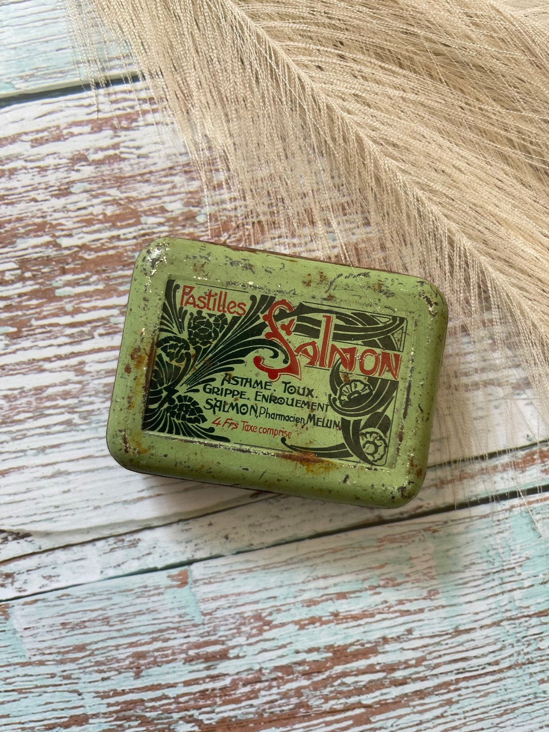 Antique French Tin: Salmon Pastilles, Art Nouveau Medicine Box - Etsy