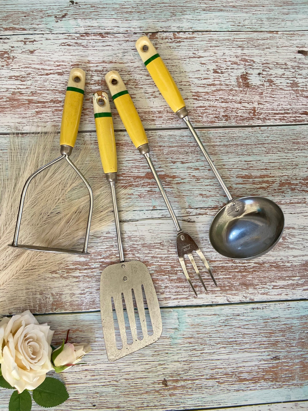 Set of Vintage Skyline Cooking Utensils Fork, Ladle, Spatula and Masher ...