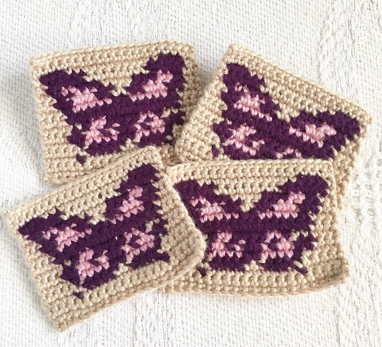Crochet PATTERN Flutter-by Butterfly Coasters, Crochet Coaster Pattern ...